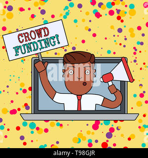 Handwriting text Crowdfunding. Conceptual photo Funding a project by ...