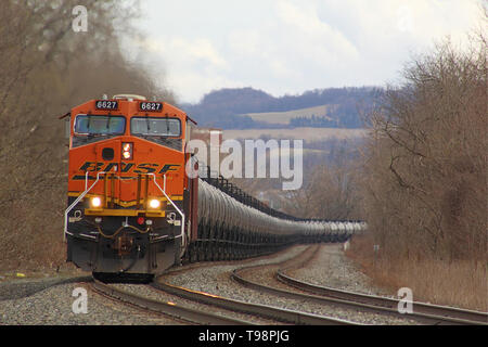 BNSF double stack container intermodal freight train at Wellington KS USA Stock Photo - Alamy