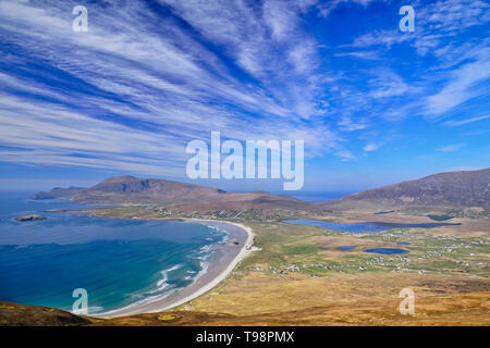 View of Keel beach from Minaun Heights, Achill Island, County Mayo ...