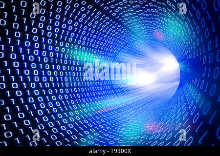 3D rendering of binary number system on a real hand palm with a blue background Stock Photo - Alamy