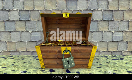 a mysterious treasure chest in a treasure chamber (3d rendering Stock ...