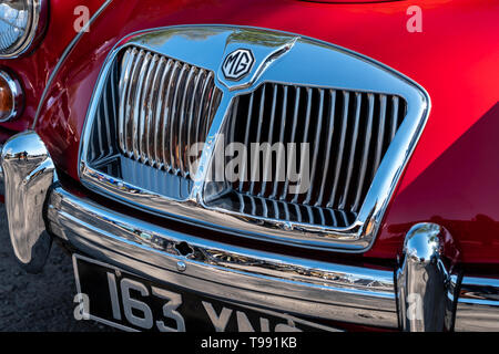 MGA bonnet grill Vintage and classic car rally Leighton Hall Lancashire ...