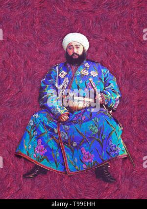 Impressionist oil painting of Mohammed Alim Khan, Emir of Bukhara ...