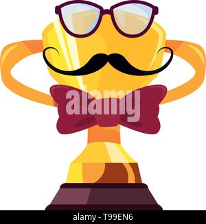 award trophy mustache eyeglasses happy fathers day vector illustration ...