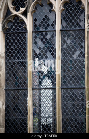 Church window with diamond pattern leaded glass panels Stock Photo - Alamy