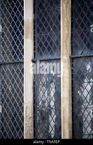 Leaded windows with stonework frames to historic ecclesiastical ...