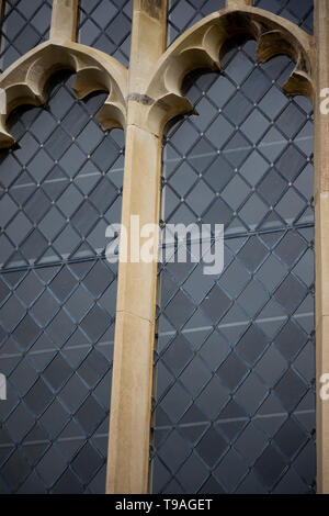 Leaded windows with stonework frames to historic ecclesiastical ...