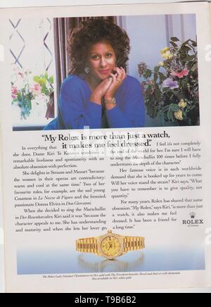 Rolex watch vintage paper advertisement advert 1980s 80s Stock Photo ...