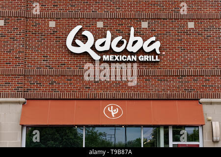 Qdoba Mexican grill sign and logo on the front of the restaurant in ...