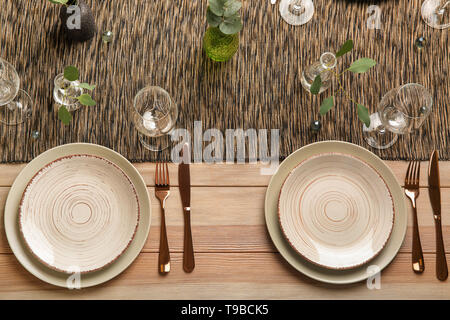 Beautifully served festive table, top view Stock Photo - Alamy