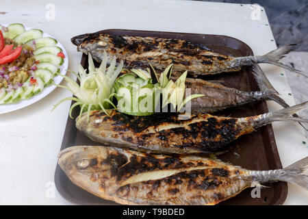Serving food of fish and vegetables to the tourists, Embera Indigenous ...