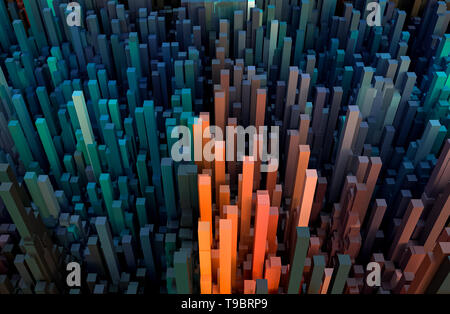 Abstract colorful cuboids landscape wallpaper or background. 3d render ...