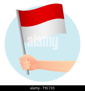 Monaco flag in hand. Patriotic background. National flag of Monaco ...