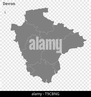 vector administrative map of the county Devon, England Stock Vector ...