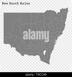 High quality map of Australia with borders of the regions on white ...