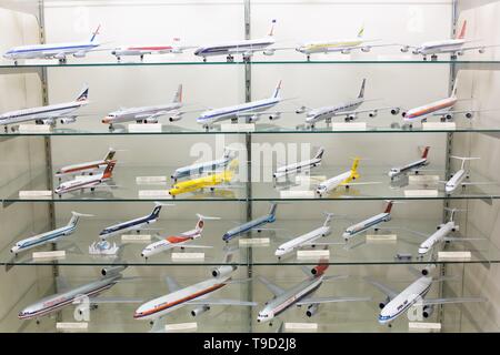 Shelves of model airplanes on display at the Oregon Air and Space ...