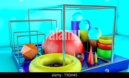 three-dimensional composition of different shapes. abstract. 3D ...