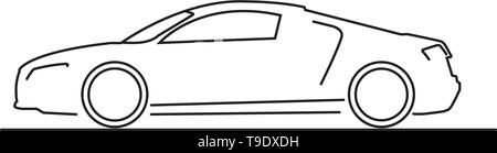 Car side view line drawing on black background in vector format Stock ...