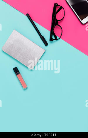 Women's fashion flat lay with beautiful stylish clothes and accessories ...