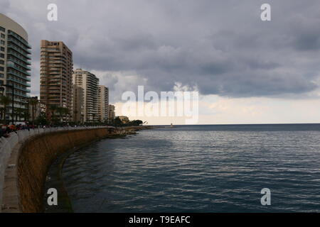 A view of the Lebanese city and port district of Beirut as seen from ...