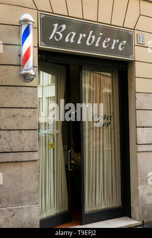 Barber in shop Rome Italy Europe Stock Photo - Alamy
