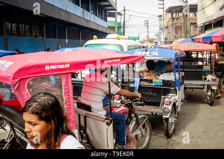 Streets of Iquitos full of moto taxis, a popular transport, Peruvian ...