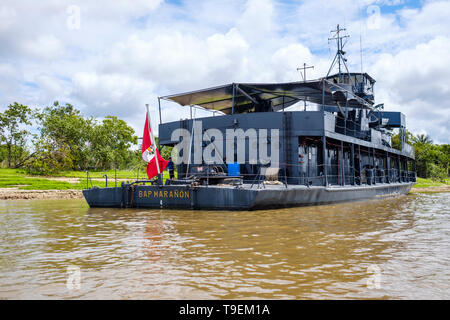 Ships of Peru Navy docked on Nanay River, Peruvian Amazon, Iquitos ...