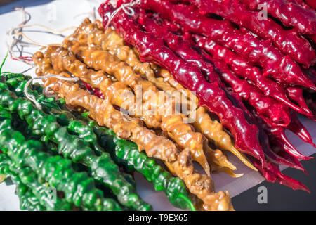 Churchkhela at the street market. Churchkhela georgian national food ...