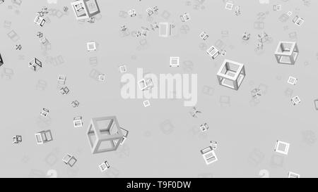 gray hollow cubes. Three-dimensional illustration. 3d render Stock ...
