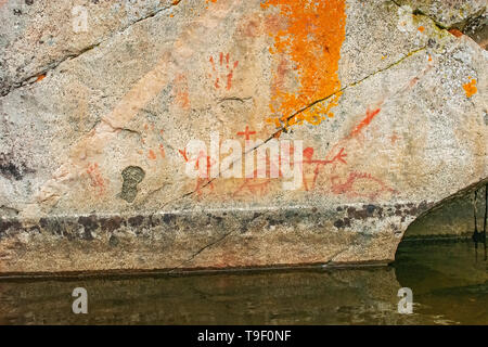 Pictographs on rock cliffs of Blindfold Lake Kenora DIstrict Ontario ...