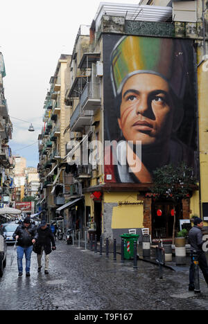 A huge mural in the Forcella neighborhood by artist Jorit Agoch. It ...