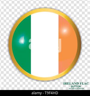 Bright button with flag of Ireland. Happy St. Patricks Day background ...