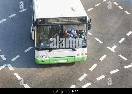 bus at city intersection top view Stock Photo - Alamy