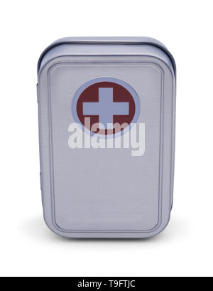 Red and White Metal First Aid Kit Box. Isolated on White Background ...