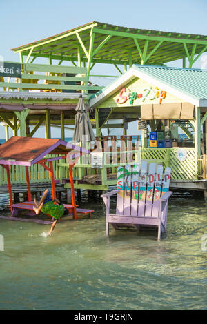 Party dock at the 'Split', Caye Caulker, Belize Stock Photo - Alamy