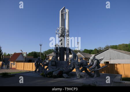 Ukraine, Pripyat, Chernobyl'. Monument To The Liquidators' statue ...