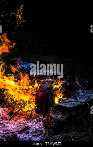 Ring of fire with long exposure at night. Light background Stock Photo ...