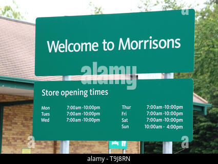 Morrisons logo seen at one of their supermarket branches Stock Photo ...