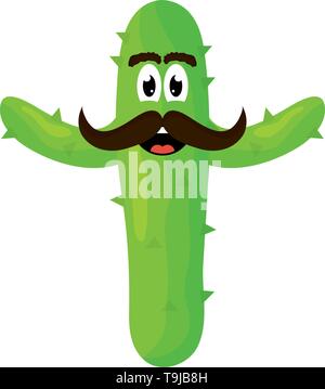 mexican cactus with mustache emoji character vector illustration design ...