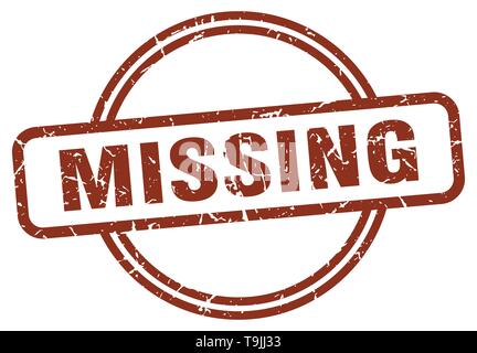 Missing grunge rubber stamp on white background, vector illustration ...