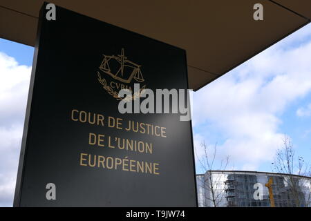 Court of Justice of the European Union, ECJ, backlit office towers ...