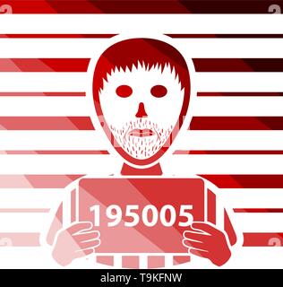 Prisoner In Front Of Wall With Scale Icon. Editable Bold Outline With ...