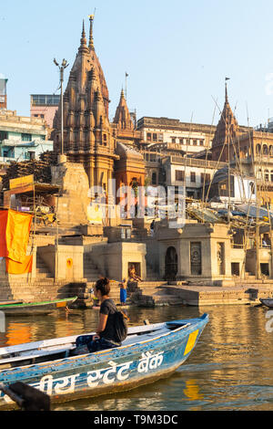 India, Varanasi, 27 Mar 2019 - A view of the ghats Ratneshwar Mahadev ...