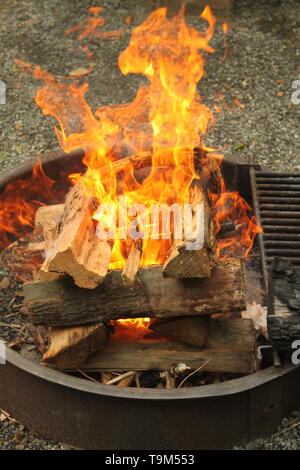 A camp fire on a Cub Scout Camping trip Stock Photo - Alamy