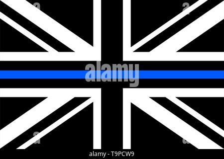 Union Jack Thin Blue Line Closeup Flag, 3D Rendering Stock Photo - Alamy
