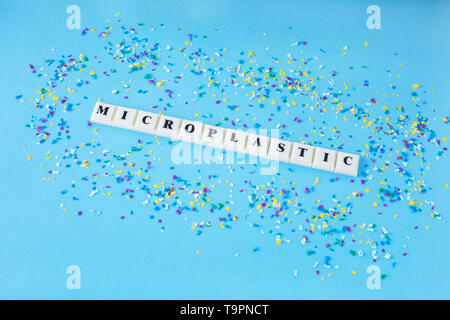 Microplastic problem, Plastic particles in food, air and water, Concept ...