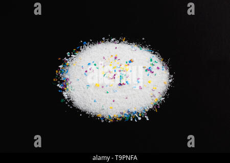 Microplastic problem, Plastic particles in food, air and water, Concept ...