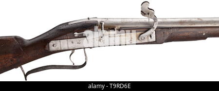A military matchlock rifle, Suhl, circa 1640 Round barrel with smooth ...