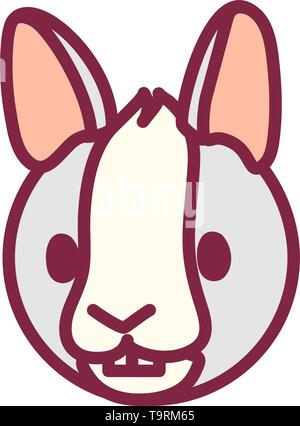 sketch of cute rabbit face icon over white background, vector ...
