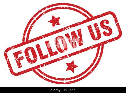 follow us round grunge isolated stamp Stock Vector Image & Art - Alamy
